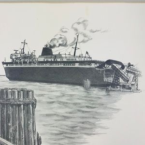 Vintage | Wall Decor | 5s Seashore Nautical Shipyard Ship Print | Poshmark